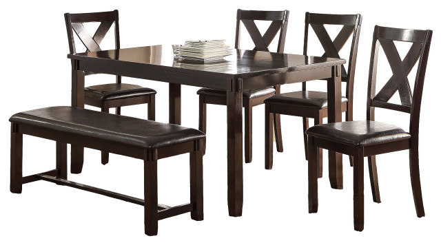 6 Piece Dining Set With X-cross Chair - Transitional - Dining Sets - by ...