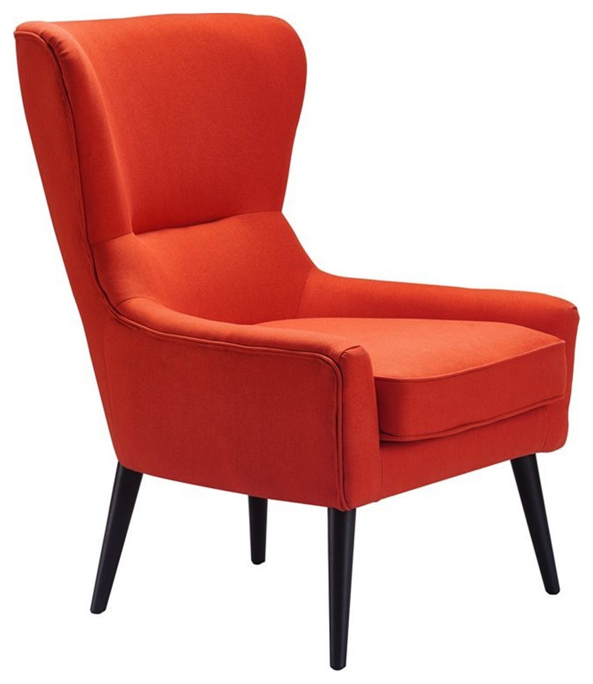 Pemberly Row Modern / Contemporary Auburn Wingback Chair Blood Orange ...