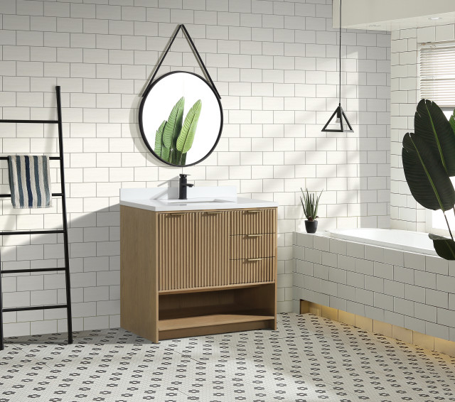 Ari Kitchen and Bath San Diego Bath Vanity, Oak, 36", Freestanding ...