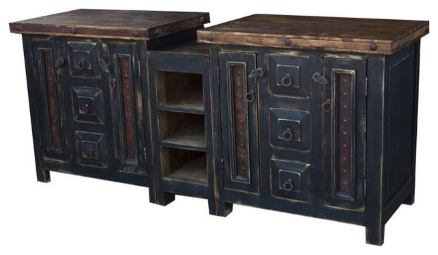 Henry Black Bathroom Vanity, 96x20x32 - Rustic - Bathroom Vanities And ...