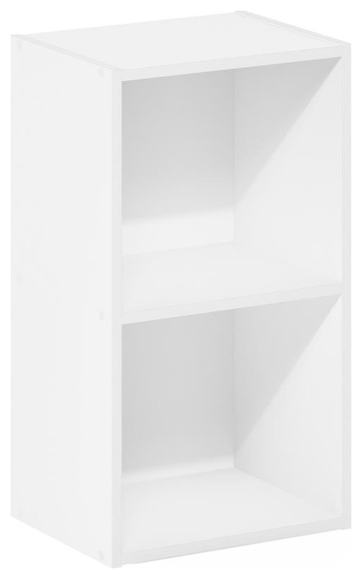 Furinno Pasir 2-Tier Open Shelf Bookcase, White - Contemporary - Area ...
