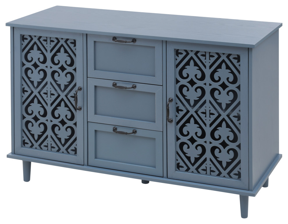 TATEUS 2 Door 3 Drawer carve patterns Cabinet - Mediterranean - Buffets ...