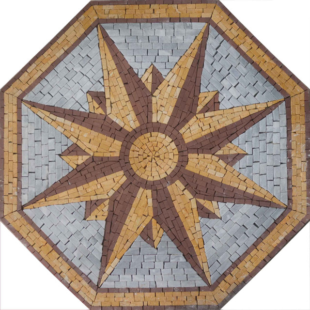 Octagon Compass Mosaic - Mosaic Artwork, 72" x 72" - Beach Style - Tile ...