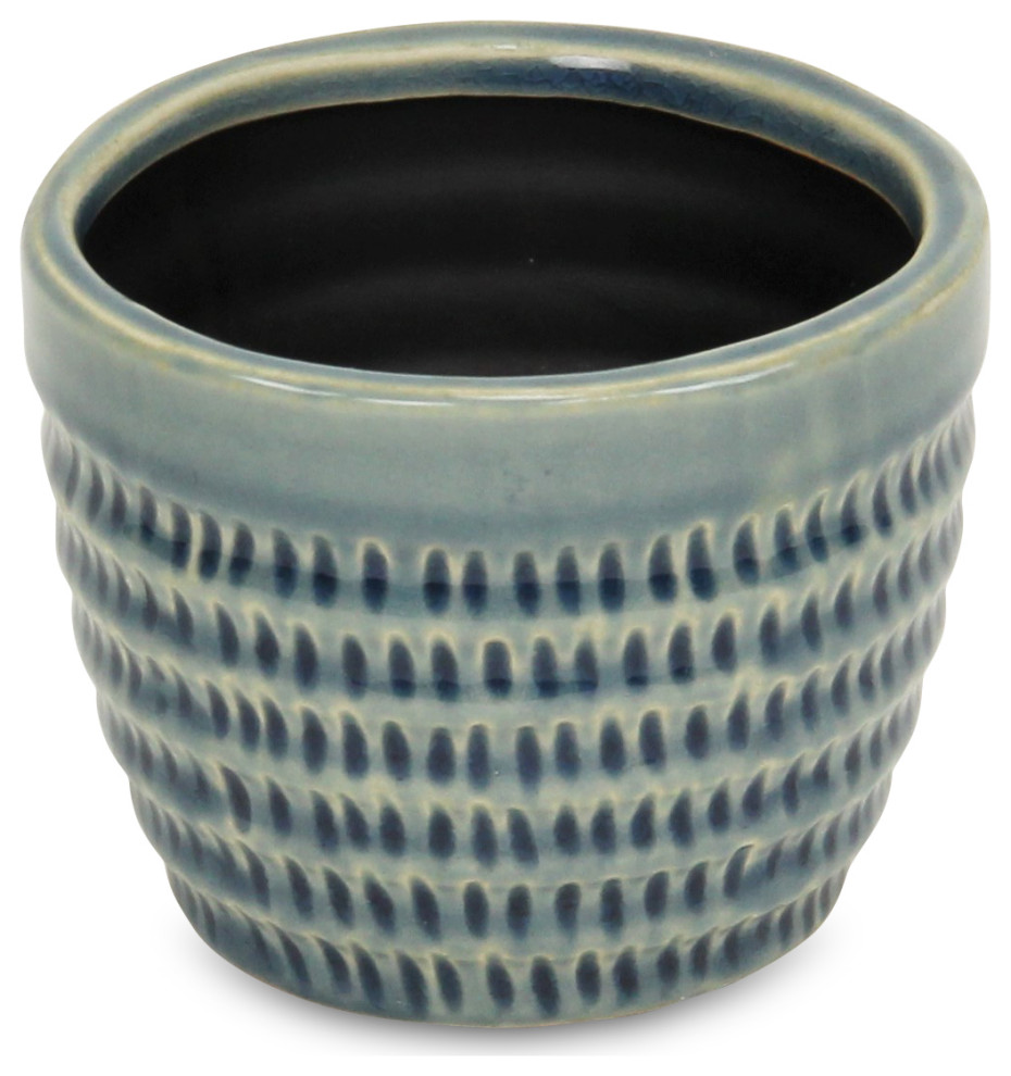 Blue Ceramic Pot - Small and Stylish - Contemporary - Outdoor Pots And ...
