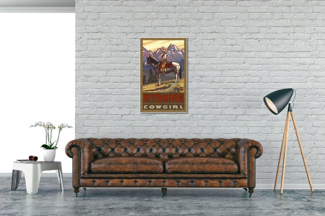 by Artist Paul A. Lanquist Wyoming Cowgirl Lady Ranch Art Print, 24"x36 ...