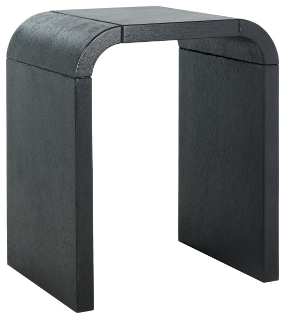 Contemporary End Table, Wood Frame With Curved Waterfall Silhouette ...