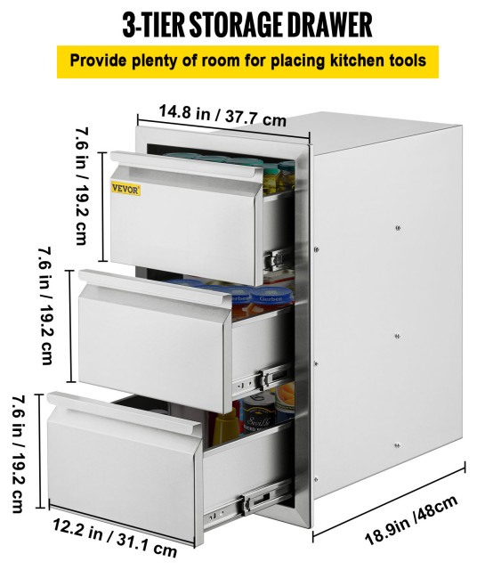 Outdoor Kitchen Drawers Flush Mount Stainless Steel BBQ Drawers, 14.8w ...