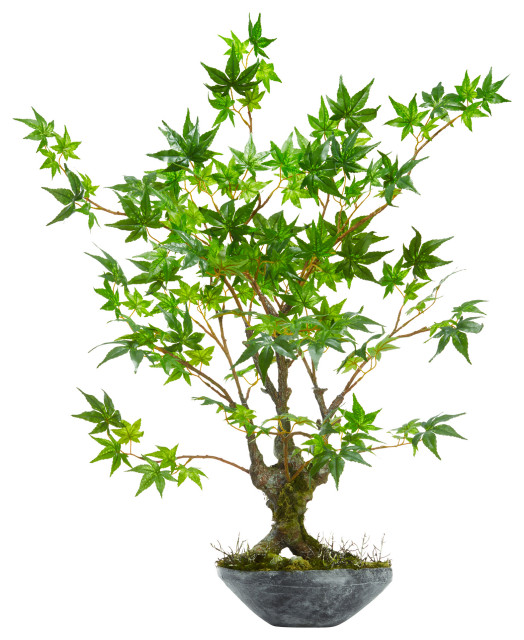 30" Maple Bonsai Artificial Tree, Planter - Modern - Artificial Plants And Trees - by Nearly ...