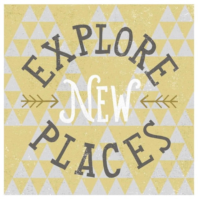 "Mod Triangles Explore New Places Retro" Paper Print by Michael Mullan ...