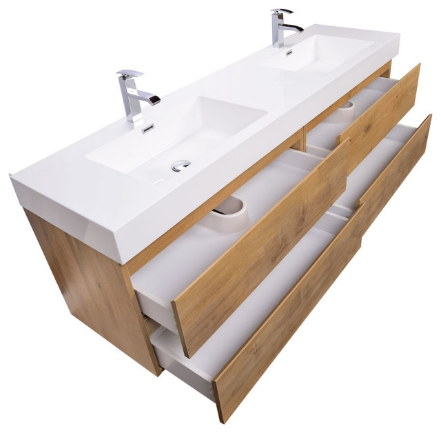 Angela 72" Contemporary Double Wall Mounted Vanity - Modern - Bathroom ...