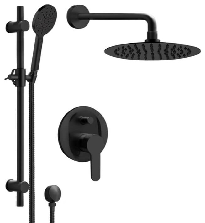 Matte Black Shower Set With Rain Shower Head and Hand Shower, 10 Inch ...