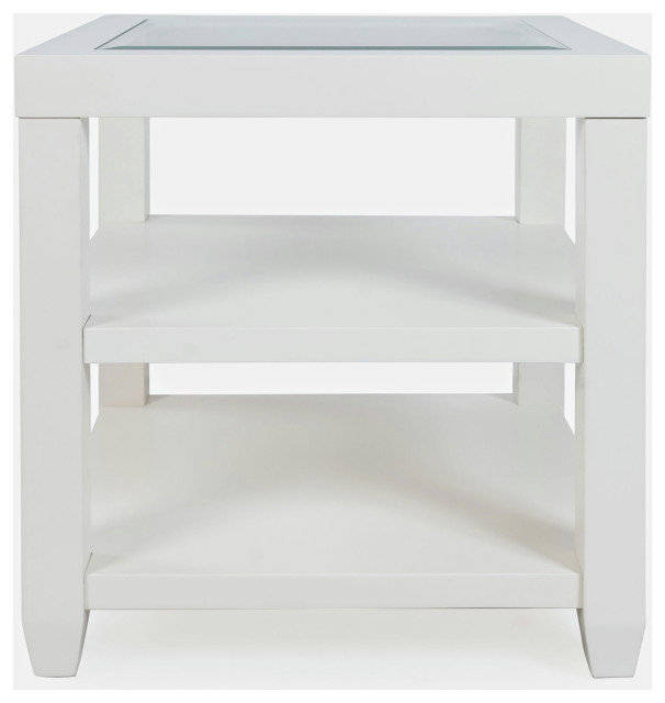 Urban Icon Contemporary Glass Inlay End Table with Storage - White ...