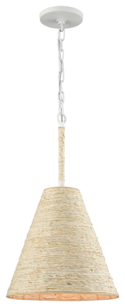 Abaca 12'' Wide 1-Light Pendant Textured White - Tropical - Pendant ...