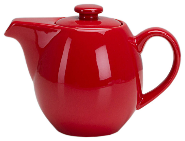 OmniWare Teaz Red Stoneware 24 Ounce Teapot with Stainless Steel Mesh ...