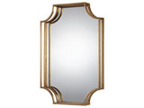 Modern 3-Dimensional Mirror in Antiqued Gold Leaf Curved Open-Framed ...