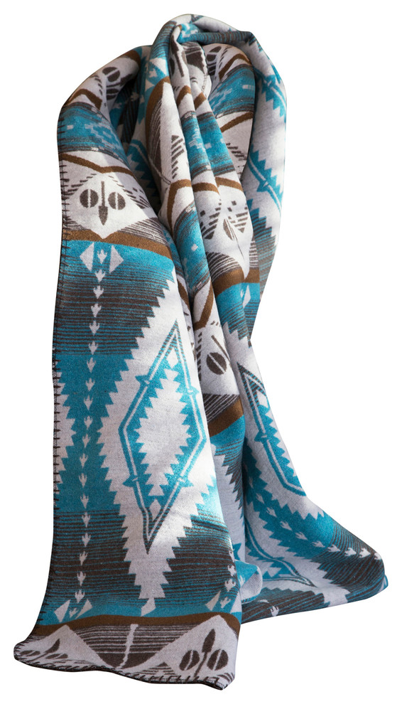 Turquoise Earth Blanket Throw - Southwestern - Throws - by Carstens | Houzz
