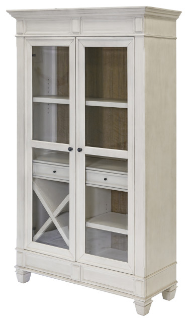 Traditional Wood Kitchen Display Cabinet, Dining Storage, White ...