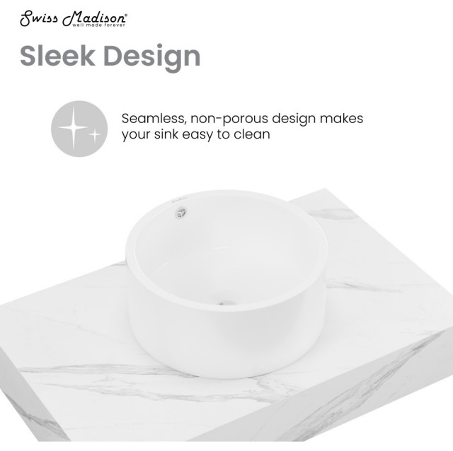 Monaco 36" Floating Bathroom Shelf With Vessel Sink, White Marble, 24 x 22 - Contemporary ...