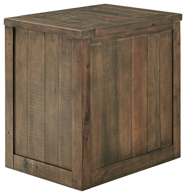 Rustic 2-drawer File Cabinet With Fingerprint Lock, Natural Brown ...