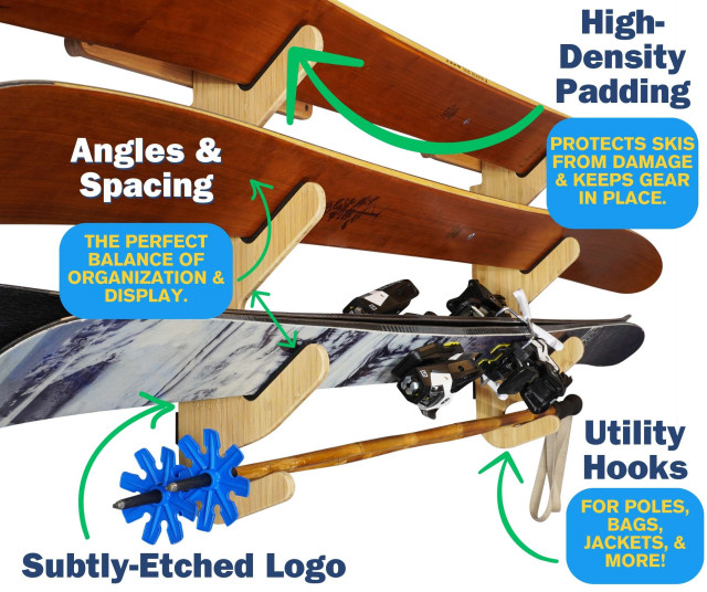 Ski Rack - The Hallsteiner Series Horizontal Ski Wall Mount, Pro ...