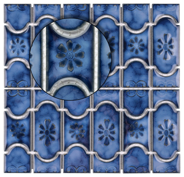 Montego Porcelain Mosaic Floor and Wall Tile, Sapphire, Sample ...