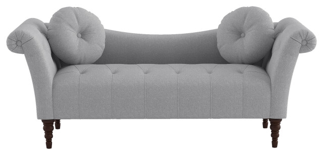 Tonier 75 in. Textured Fabric Upholstery Settee with 2 round pillows ...