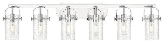 Innovations Pilaster II Cylinder 6-Light 7" Bath, Polished Chrome/Seedy ...