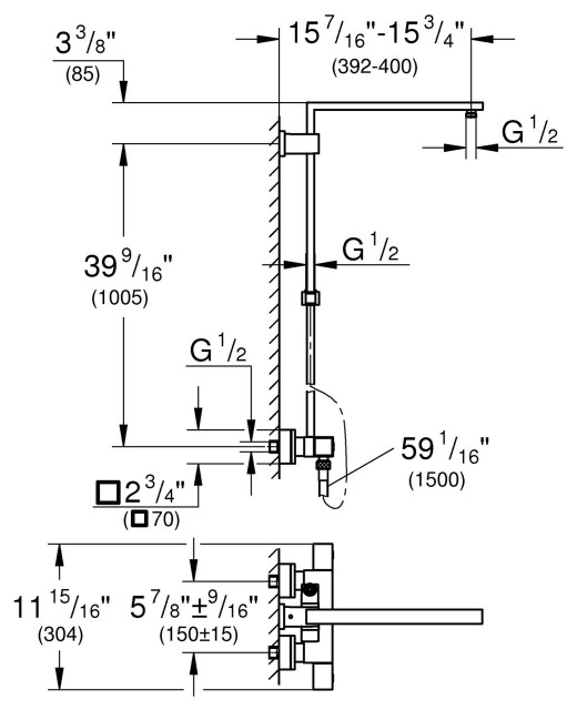 Grohe 26 420 Euphoria Cube Double Handle Thermostatic Shower - Tub And ...