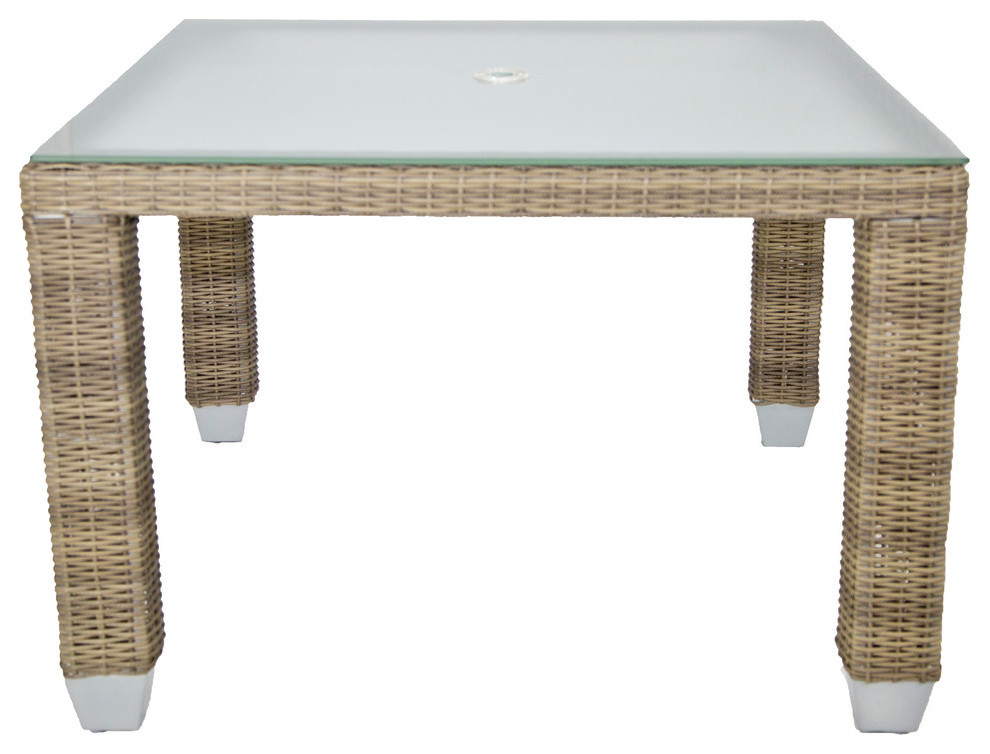 Palisades Square Outdoor Dining Table With Glass Top - Tropical ...