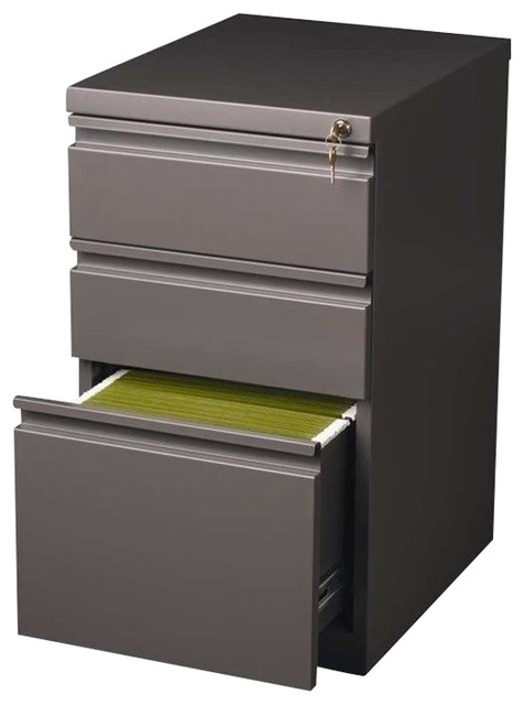 Pemberly Row 3 Drawers Vertical Espresso Metal Filing Cabinet Pre ...