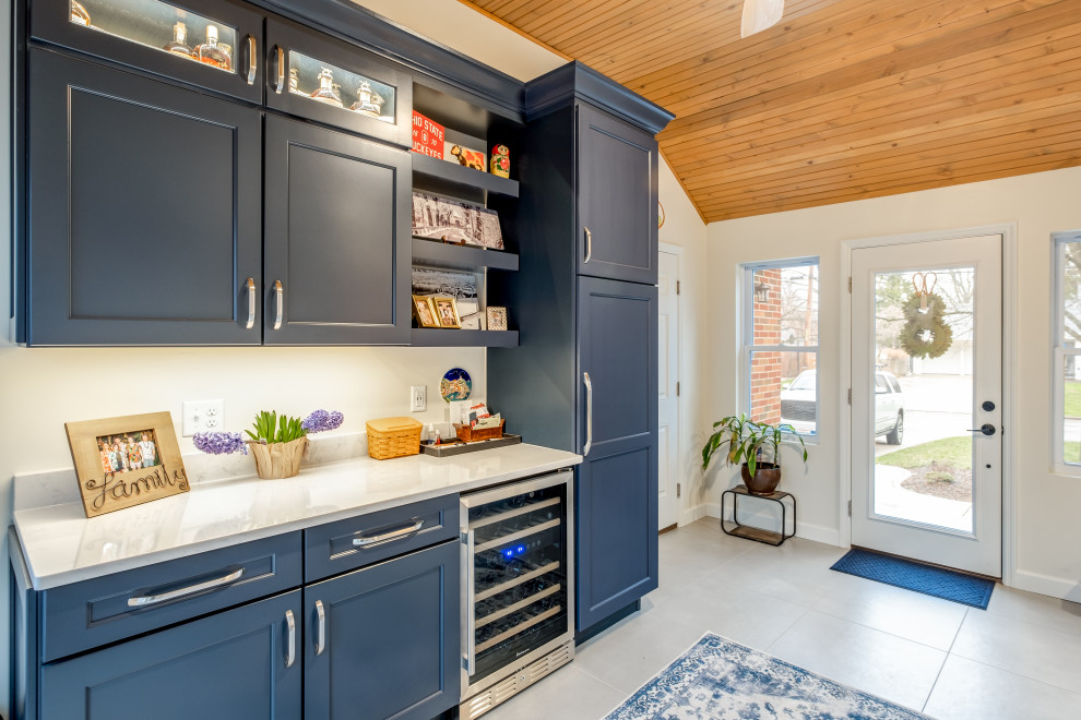Blue and White Kitchen and converted Breezeway - Transitional - Kitchen ...