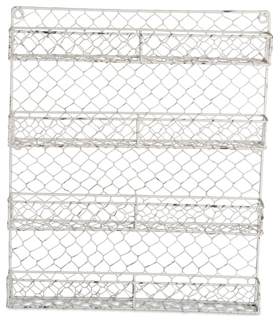 Antique White 4 Row Chicken Wire Spice Rack, 16.94Lx2.3Wx19.96H ...
