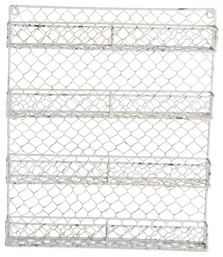 Antique White 4 Row Chicken Wire Spice Rack, 16.94Lx2.3Wx19.96H ...