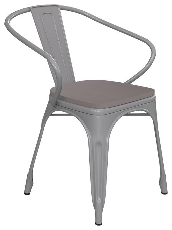 Luna Commercial Grade Silver Metal Chair-Gray Seat - Industrial ...