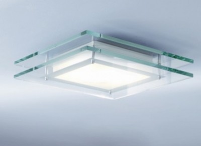 Contemporary square ceiling light fixture for remodeled bathroom