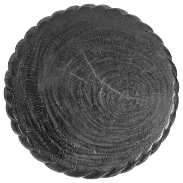 Black Stained Wood Swirl Stool - Rustic - Side Tables And End Tables ...