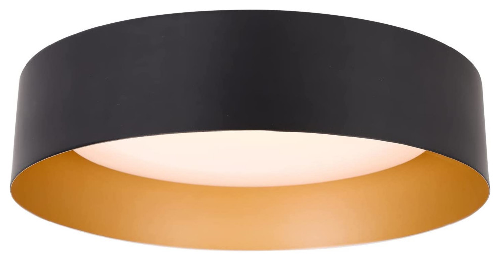 Matte Black Flush Mount Light, LED Ceiling Light Fixture, Gold Inside Finish - Modern - Flush ...