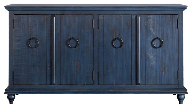 Bowery Hill Modern / Contemporary Rustic Blue Solid Wood 65" TV Stand ...