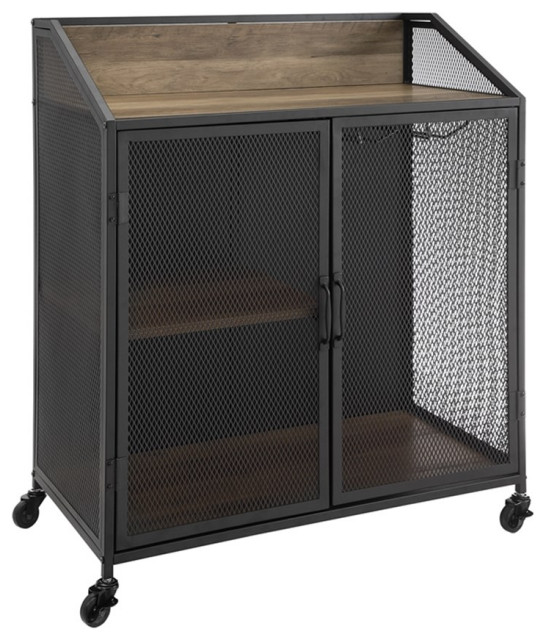 Pemberly Row 33" Bar Cabinet in Gray Wash - Industrial - Wine And Bar ...
