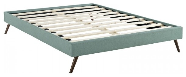 Bedroom Helen Queen Fabric Bed Frame With Round Splayed Legs - Modern ...