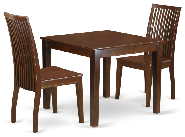 3-Piece Dinette Table Set - Table And 2 Wood Seat Dining Chairs In ...