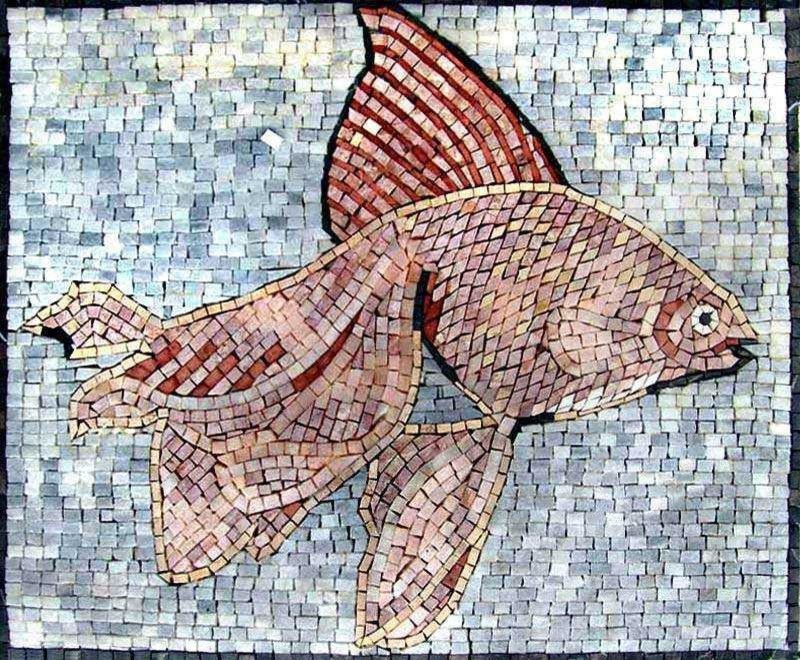 Fish Marble Mosaic, 26" x 20" - Beach Style - Tile Murals - by Mozaico ...