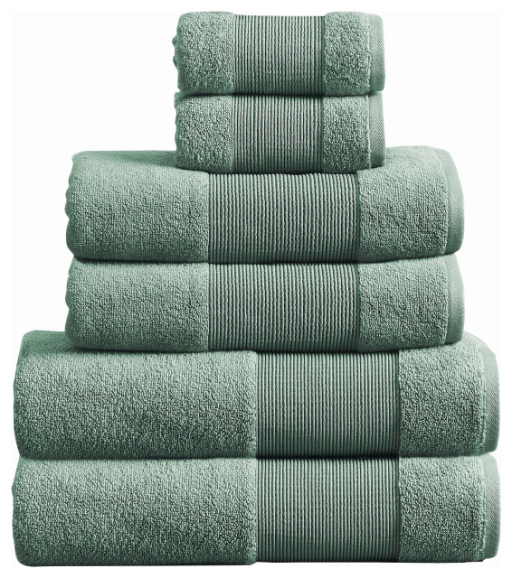 Benzara BM284478 6 Piece Cotton Towel Set, Softly Textured Design ...