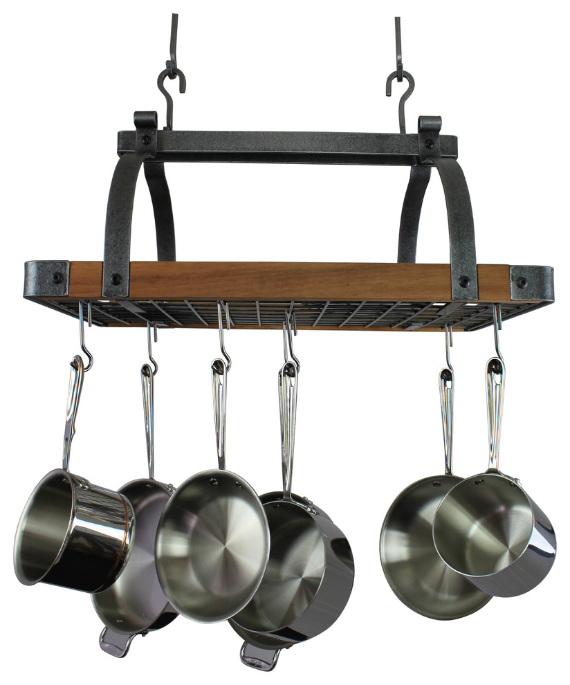 Enclume Flush Mount Rectangular Ceiling Pot Rack Hammered Steel ...