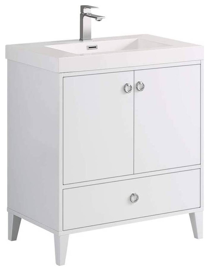 Lyon 30"Vanity Base Only White - Transitional - Bathroom Vanities And ...