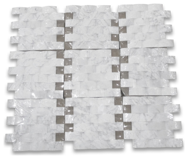 Carrara Marble 3D Cambered 2x4 Arched Mosaic Tile Honed Venato Carrera ...