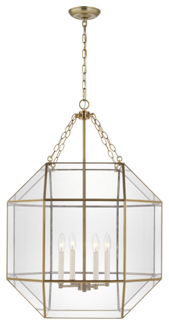 Morrison 4-Light Lantern, Satin Brass - Transitional - Pendant Lighting ...