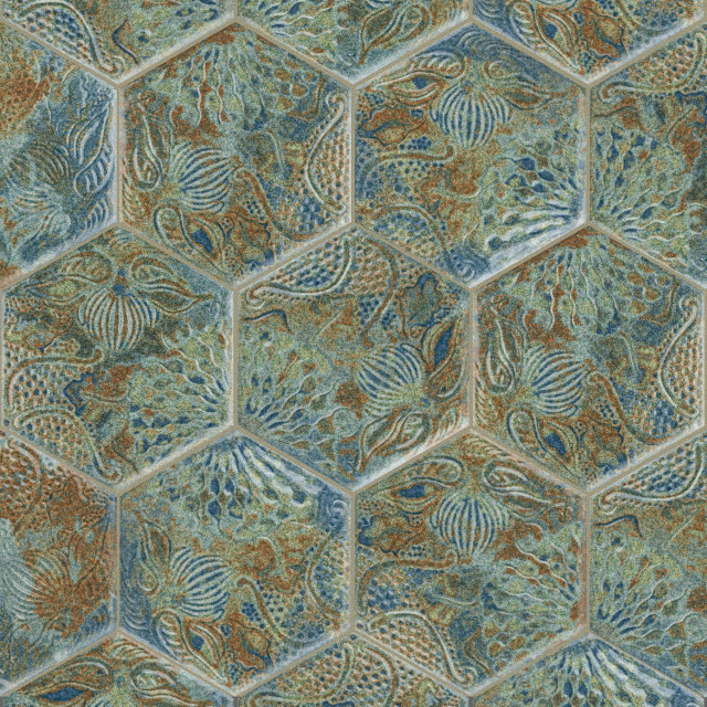 Gaudi React Hex Ocean Porcelain Floor and Wall Tile - Contemporary ...