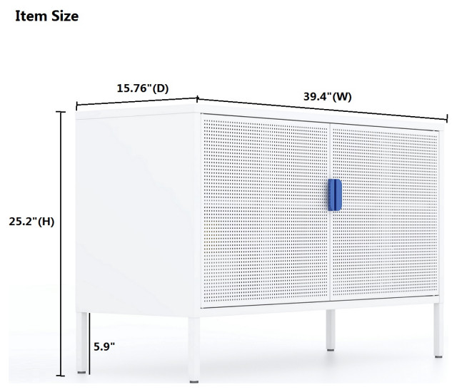 Free Standing Ventilated Metal Sideboard Steel Cabinets White ...