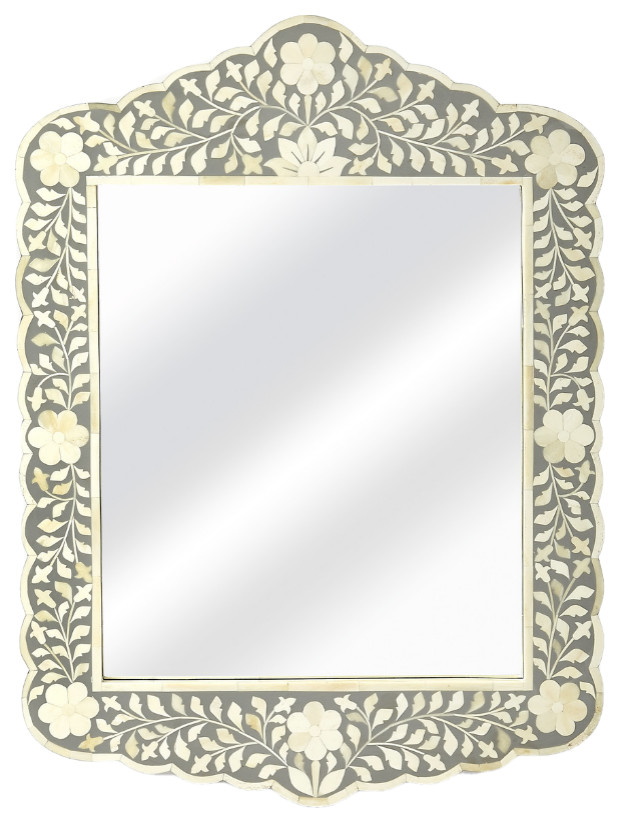 Butler Vivienne Gray Bone Inlay Wall Mirror - Mediterranean - Wall ...
